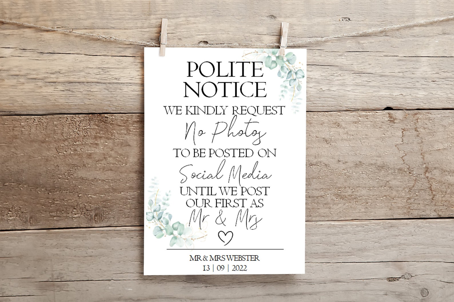 Personalised No Social Media Wedding Sign Printable Wedding - Etsy UK