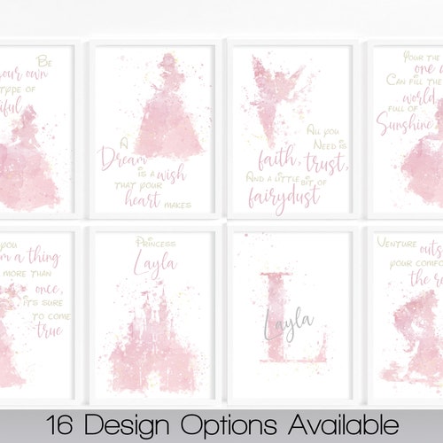 Personalised Princess Prints Set of 3 Nursery Decor Nursery - Etsy