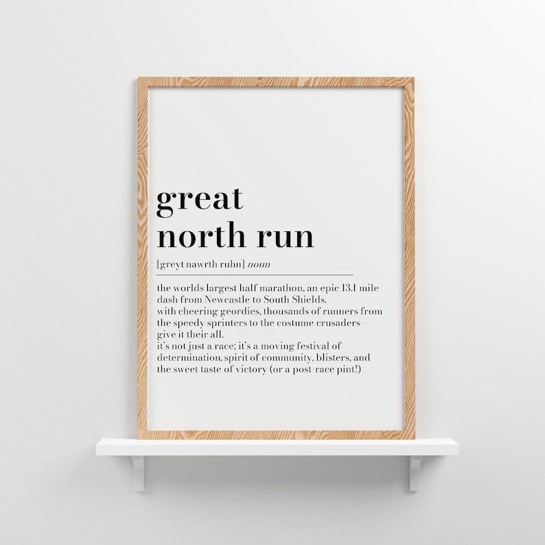 Custom Great North Runner Definition Print, Half Marathon Gift, Half ...