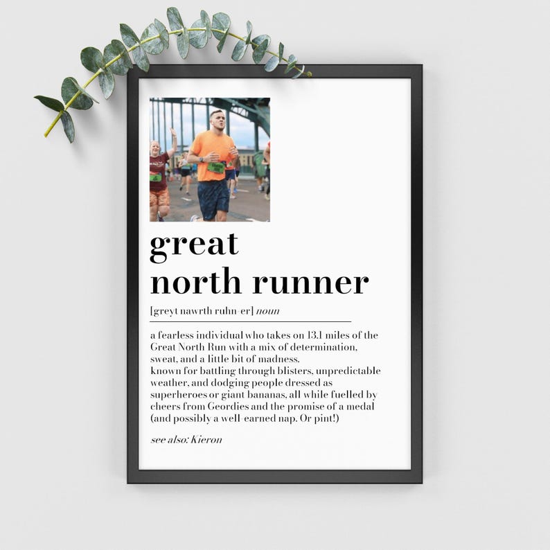 Custom Great North Runner Photo Definition Print, Half Marathon Gift ...