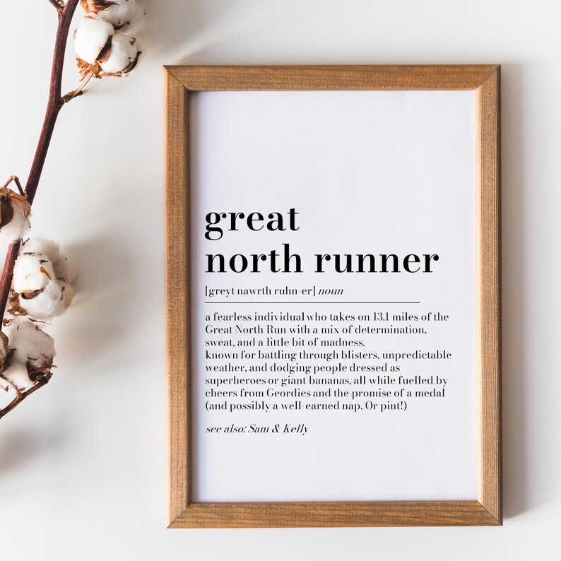 Custom Great North Runner Definition Print, Half Marathon Gift, Half ...