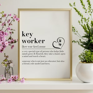 Key Worker Definition Print, Nursery Key Worker Gift, Nursery Thank You ...