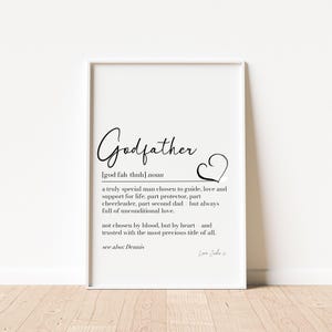 Godfather Definition Print, Personalised Godfather Gift, Godparents ...
