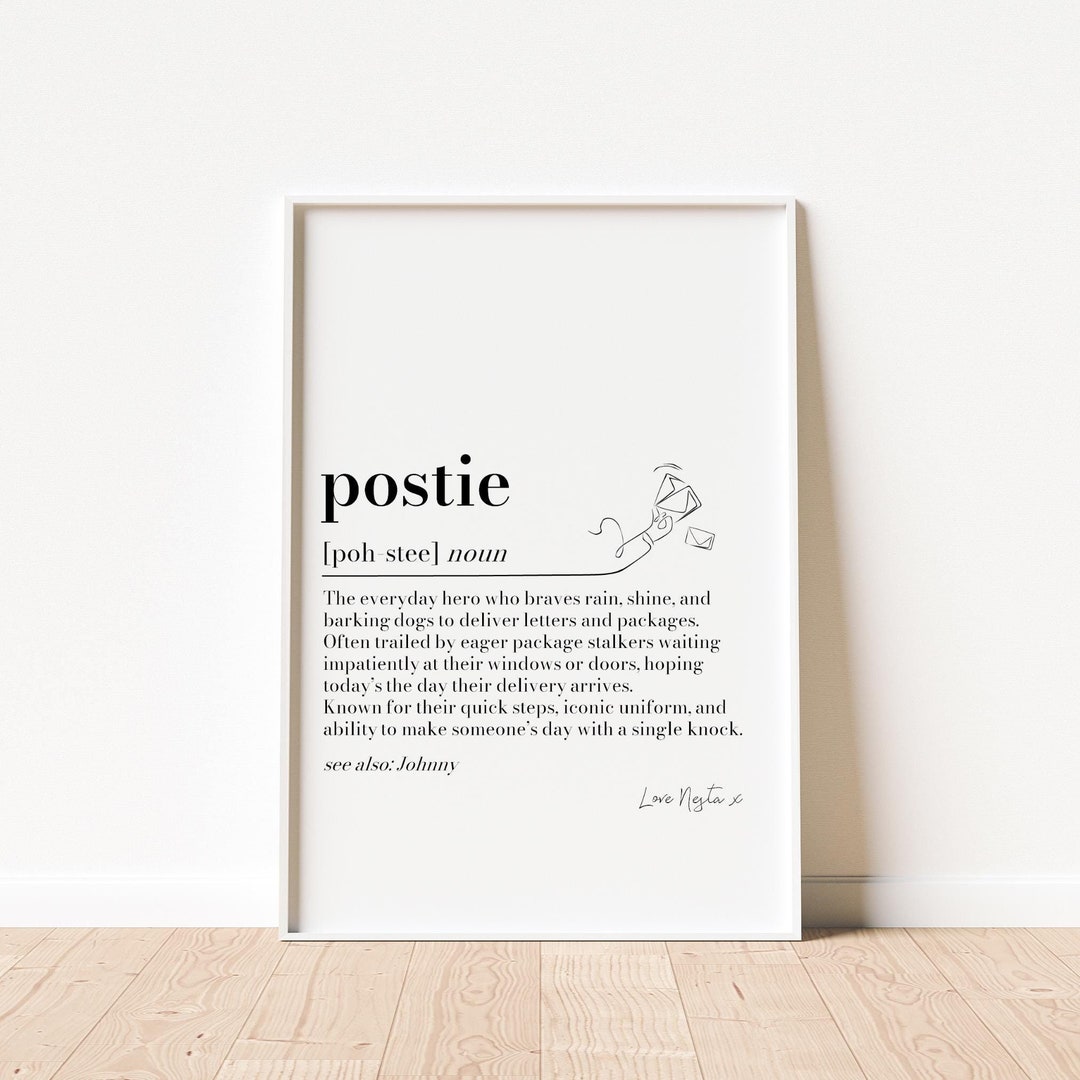 Personalised Postie Definition Print: Postman/postwoman Thank You Gift ...