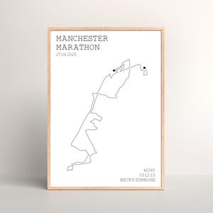 Personalised Manchester Marathon Map Print, Marathon Route Print ...