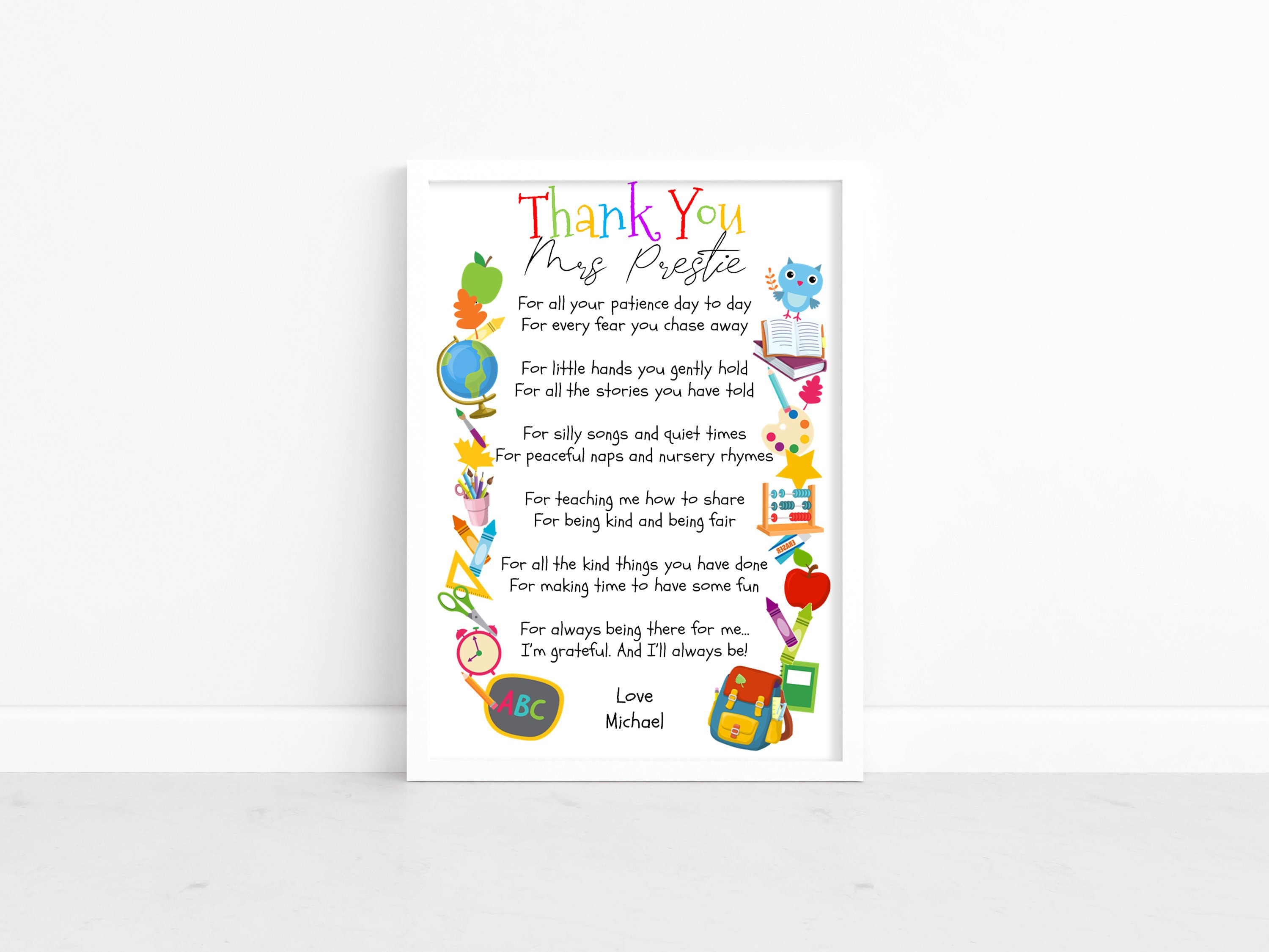 Thank You Nursery Staff Poem