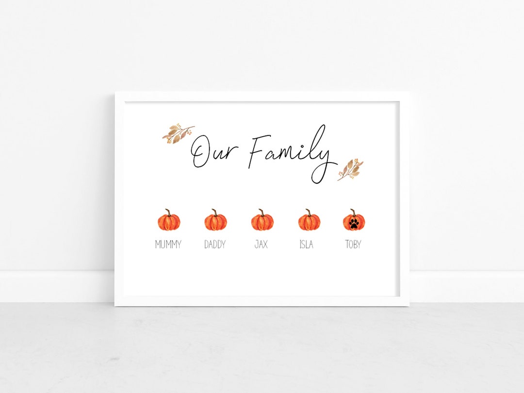 Personalised Our Family Print, Autumn Print, Autumn Decor, Our Family ...