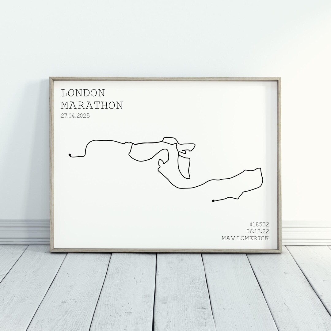 Personalised London Marathon Map Print, Marathon Route Print, London ...