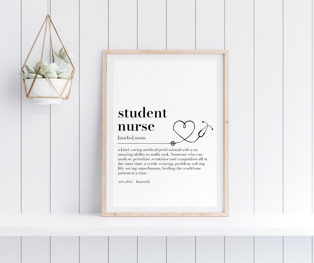 Student Nurse Definition Print, Nurse Gift, Gift for Student Nurse ...