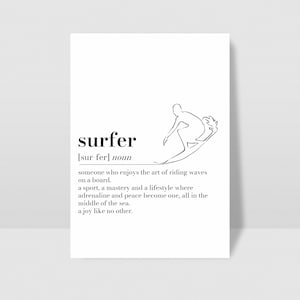 Personalised Surfer Definition Print, Surfer Gift, Surfing Wall Art ...