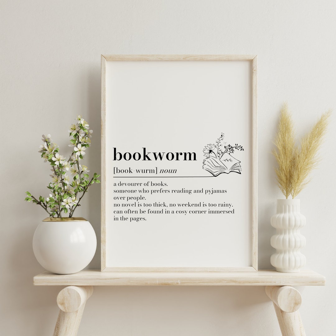 Bookworm Definition Print, Book Lover Gift, Book Shelf Decor, Reading ...