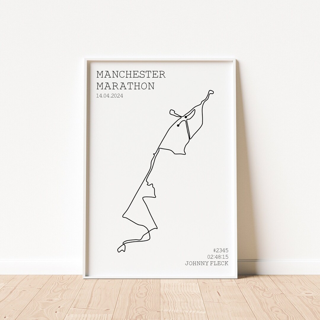 Personalised Manchester Marathon Map Print, Marathon Route Print ...