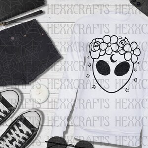 Alien Flower Crown SVG Alien SVG Celestial Svg Alien Cutting File Space ...