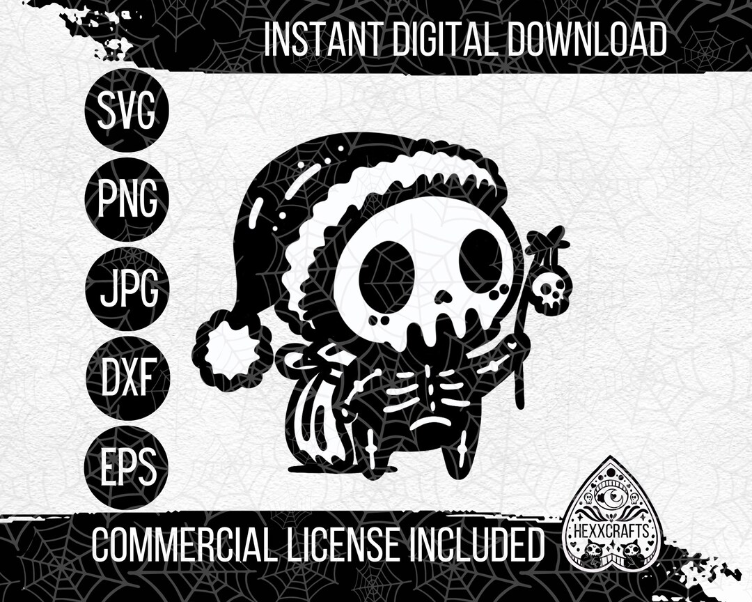 Cute Gothic Skeleton Santa SVG | Gothic Christmas SVG | Christmas ...
