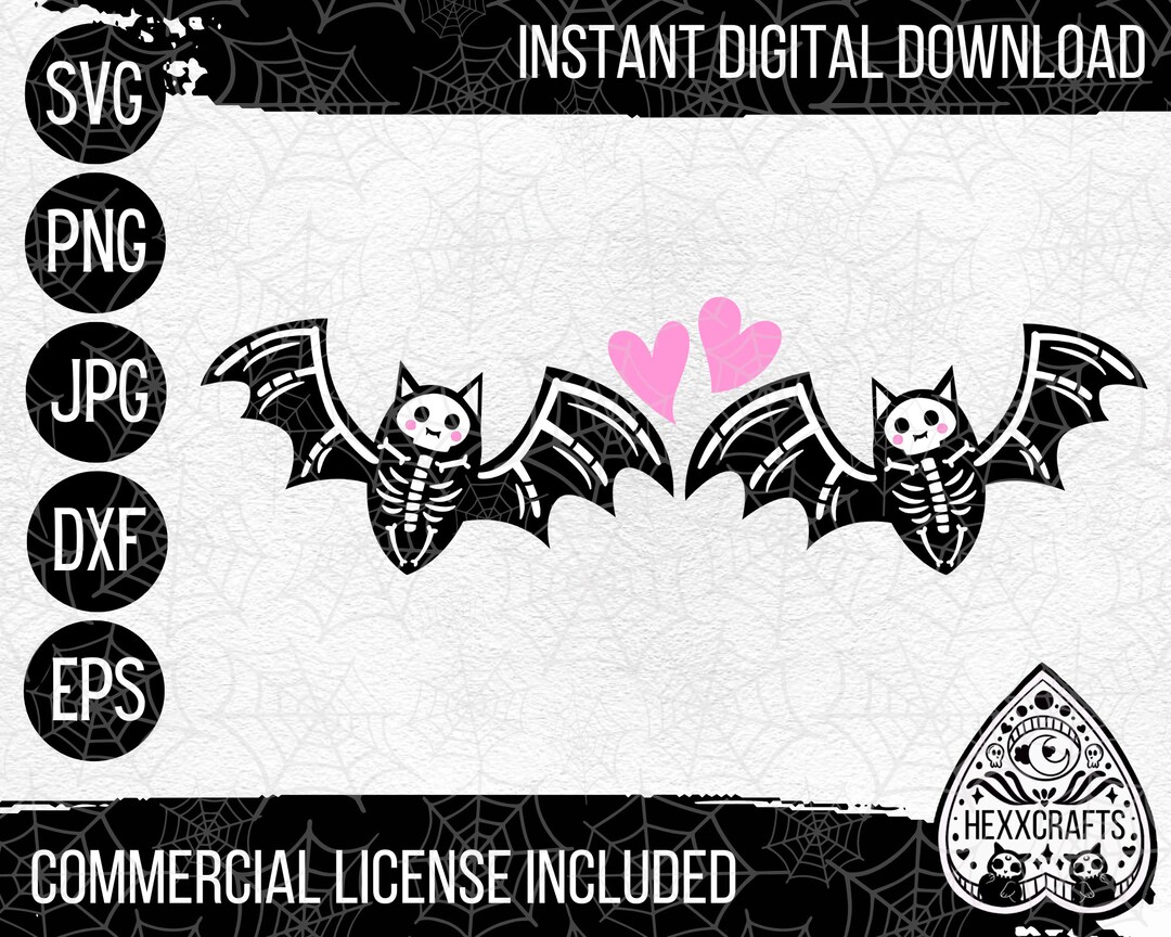 Skeleton Bat Love SVG Gothic SVG Valentines Svg - Etsy