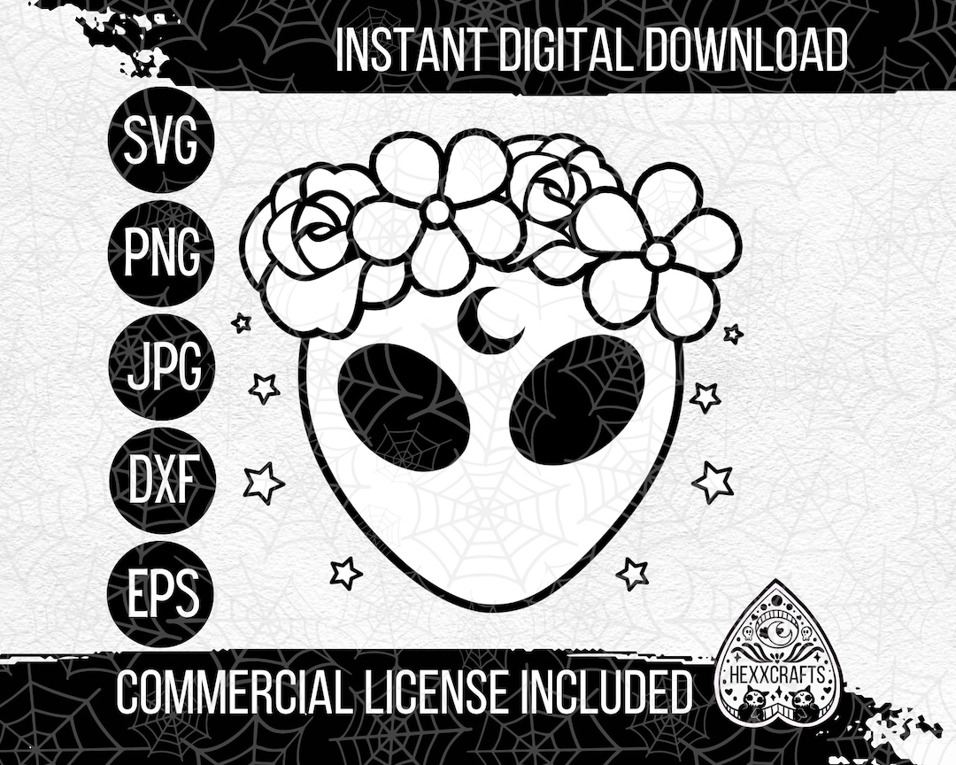 Alien Flower Crown SVG | Alien SVG | Celestial Svg | Alien Cutting File ...