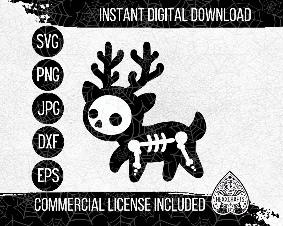 Cute Gothic Skeleton Reindeer SVG | Gothic Christmas SVG | Christmas ...