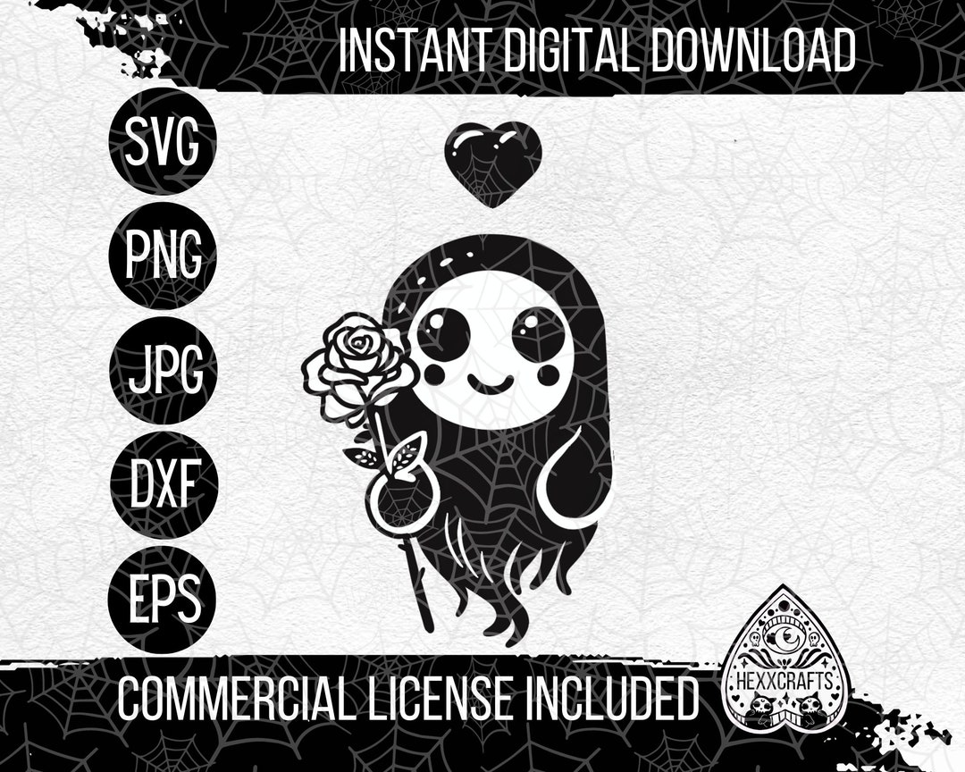 Valentine's Day Ghost With Rose SVG Gothic SVG Valentines Svg Gothic ...
