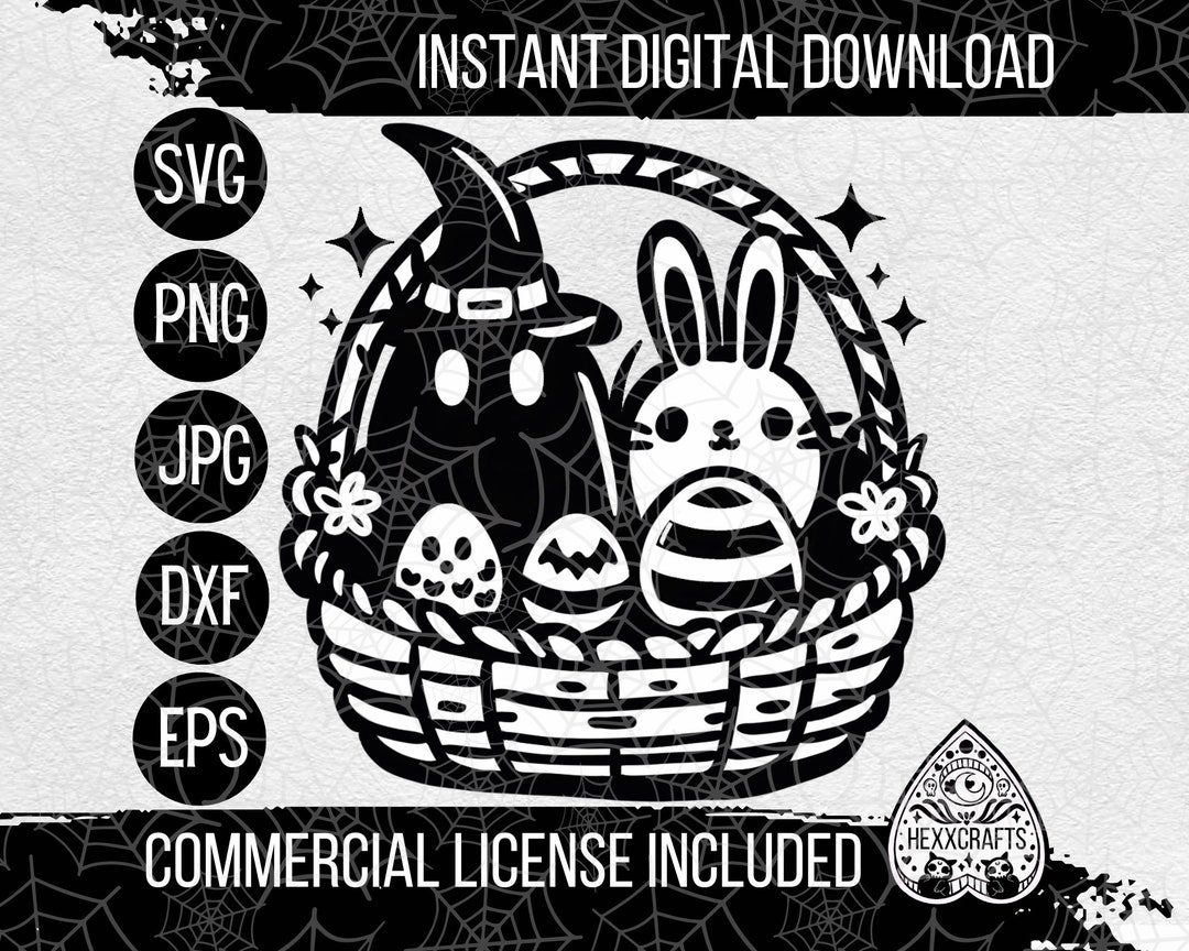 Cute Witch Spooky Easter Basket SVG | Gothic Easter Cricut Files ...