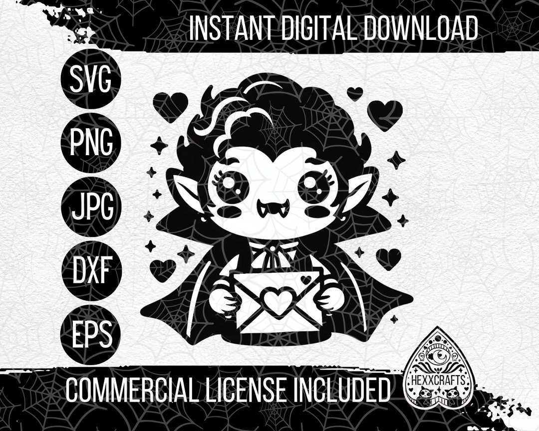 Cute Gothic Valentines Day Vampire SVG Gothsvg Spooky Valentines Svg ...