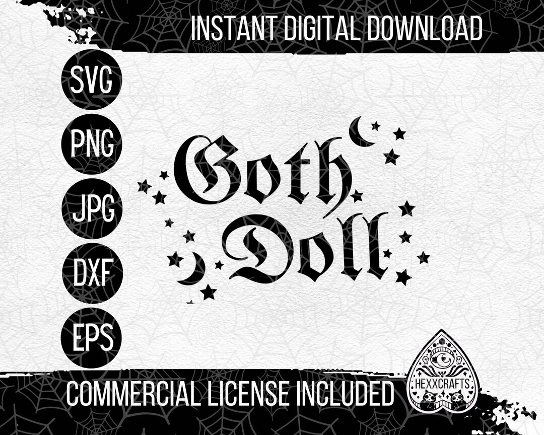 Goth Doll Svg Cute Pastel Gothic Svg Cricut Svg Witchy Cutting Files Goth Girl Svg Cute