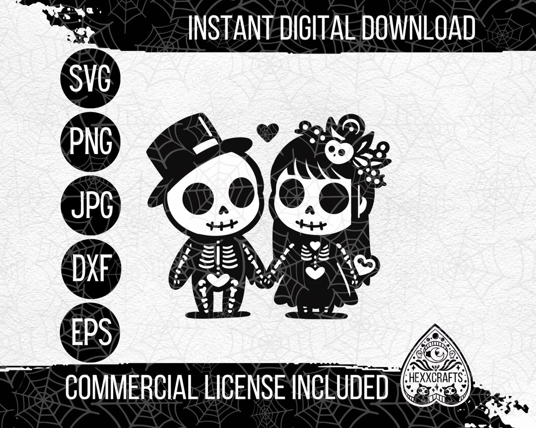 Cute Gothic Husband and Bride Couple SVG | Goth SVG | Spooky Valentines ...