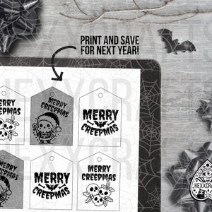 Merry Creepmas Printable Gift Tags Cute Gothic Christmas Gift Tags Cute ...