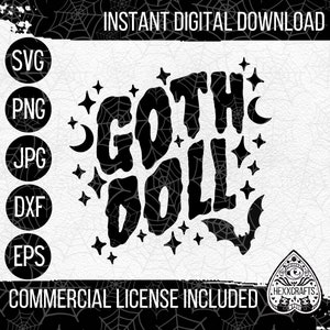 Goth Doll SVG | Cute Pastel Gothic SVG | Cricut Svg | Witchy Cutting ...