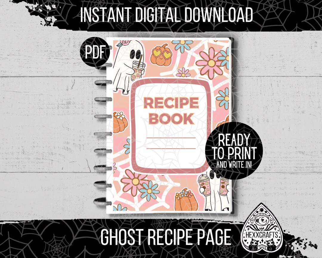 Cute Ghost Printable Recipe Page | Cookbook Pages | 8.5 X 11 Spooky ...