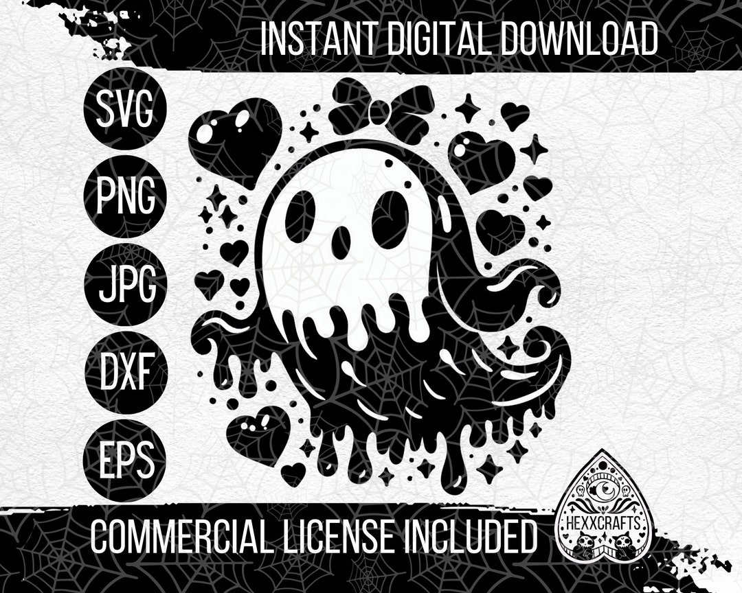 Spooky Cute Valentine's Day Ghost SVG Gothic SVG Valentines Svg Gothic ...