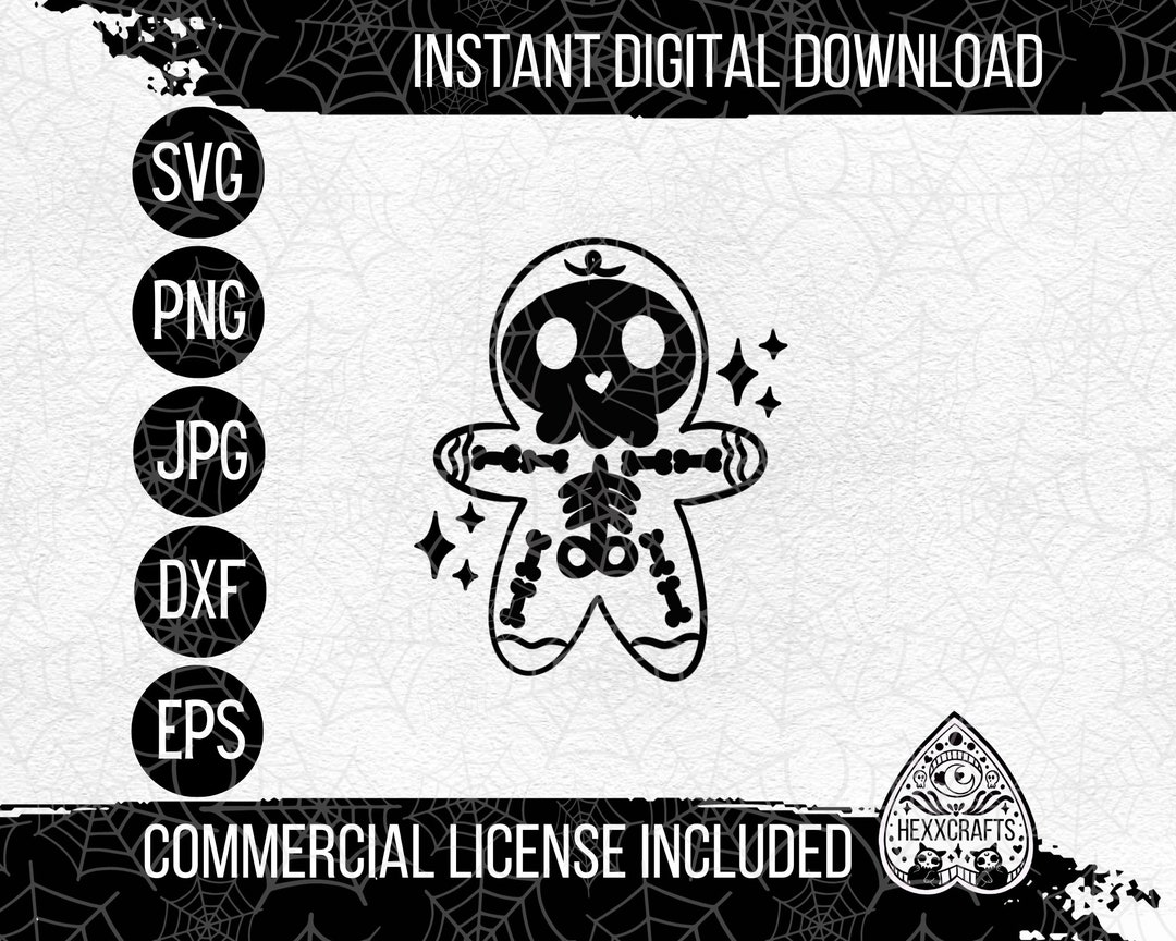 Gothic Christmas Skeleton Gingerbread Man SVG | Gothic Christmas SVG ...
