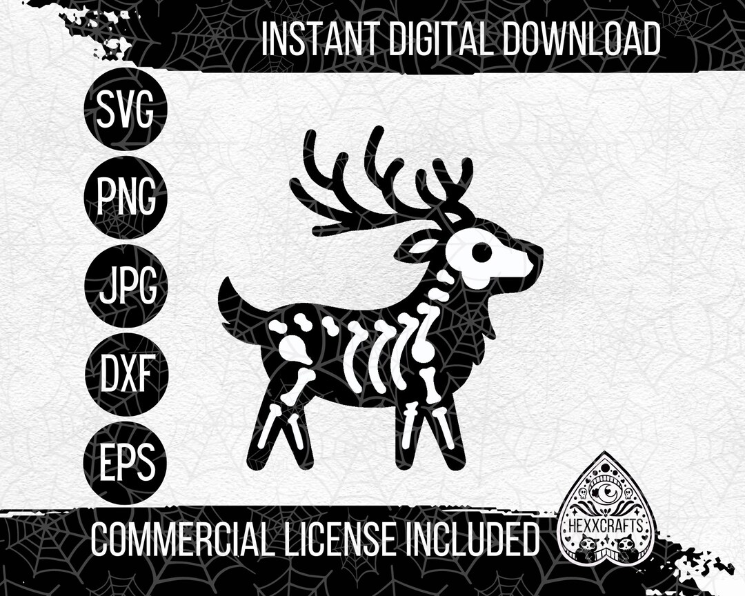 Skeleton Reindeer SVG | Gothic Christmas SVG | Christmas Cutting ...