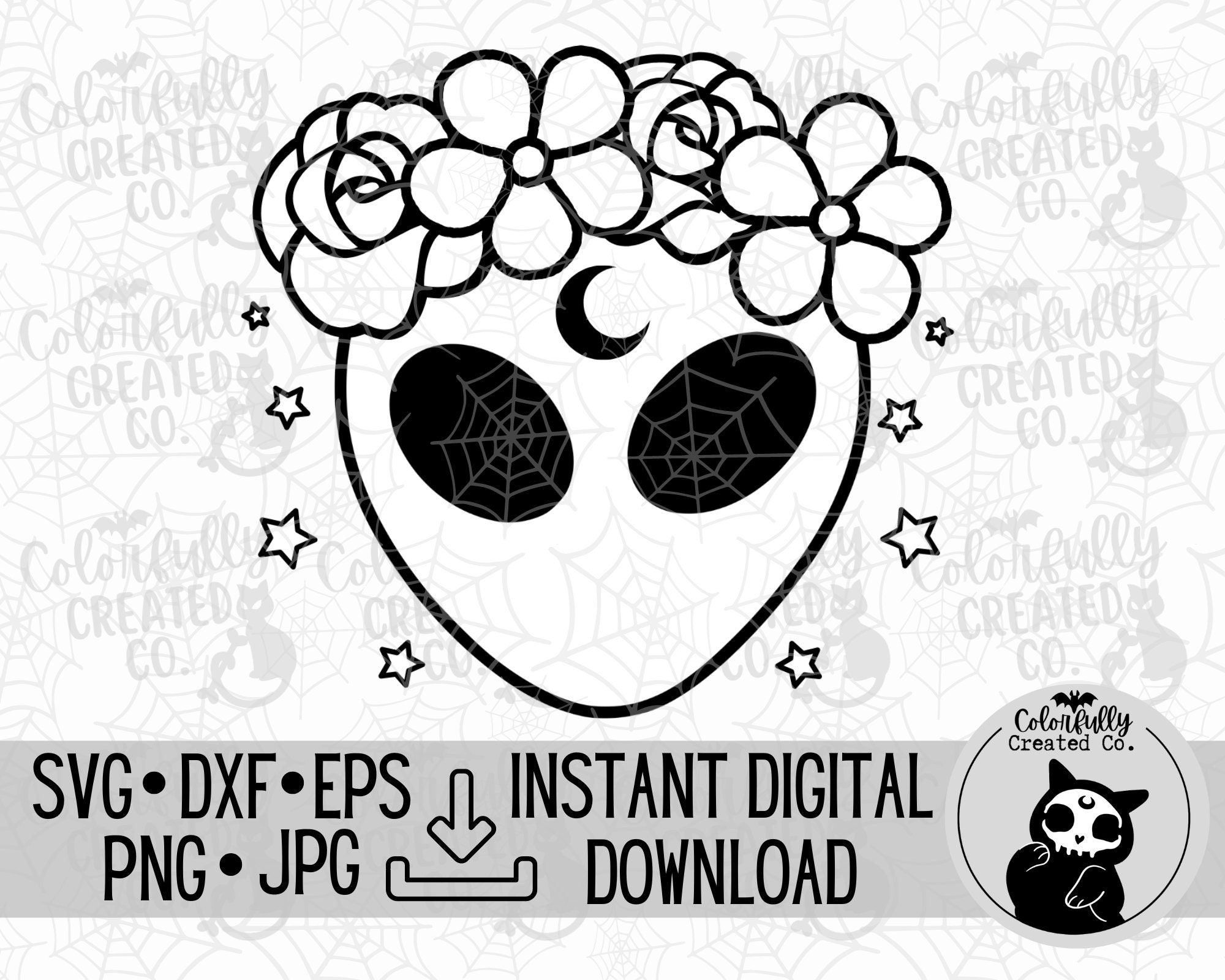 Alien Flower Crown SVG Alien SVG Celestial Svg Alien - Etsy Singapore