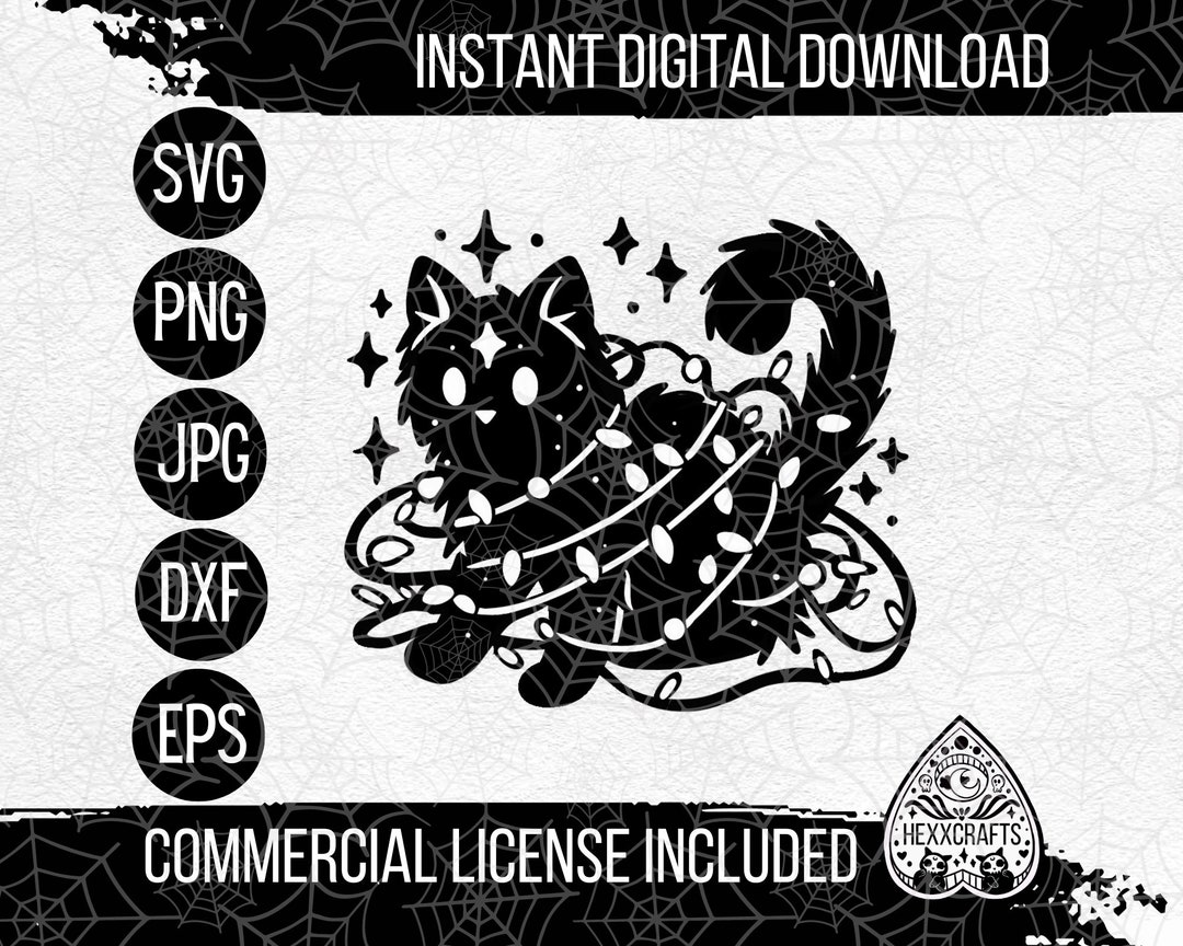 Witchy Tangled Christmas Cat SVG | Gothic Christmas SVG | Christmas ...