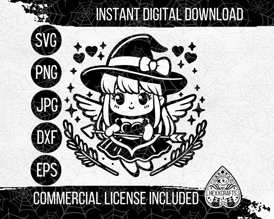 Cute Witchy Valentines Day Cupid SVG Gothsvg Spooky Valentines Svg Goth ...