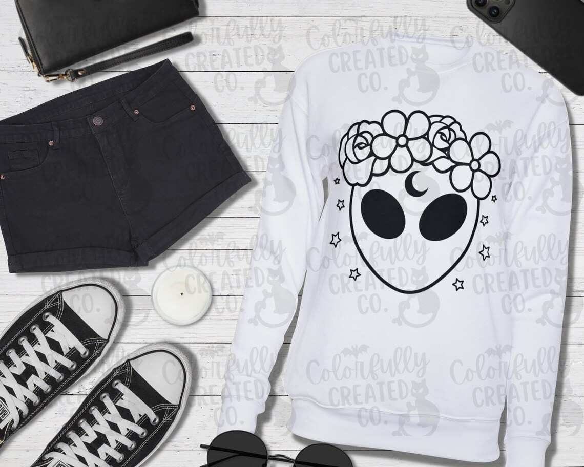 Alien Flower Crown SVG Alien SVG Celestial Svg Alien - Etsy
