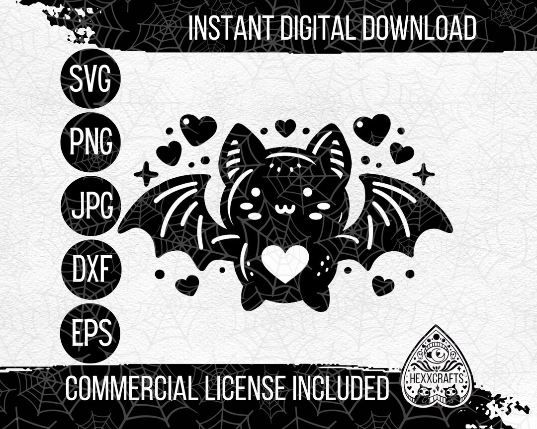 Cute Valentine's Day Bat With Heart SVG | Gothic SVG | Valentines Svg ...