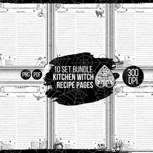 Kitchen Witch Printable Recipe Page Bundle | Grimoire Pages | 8.5 X 11 ...