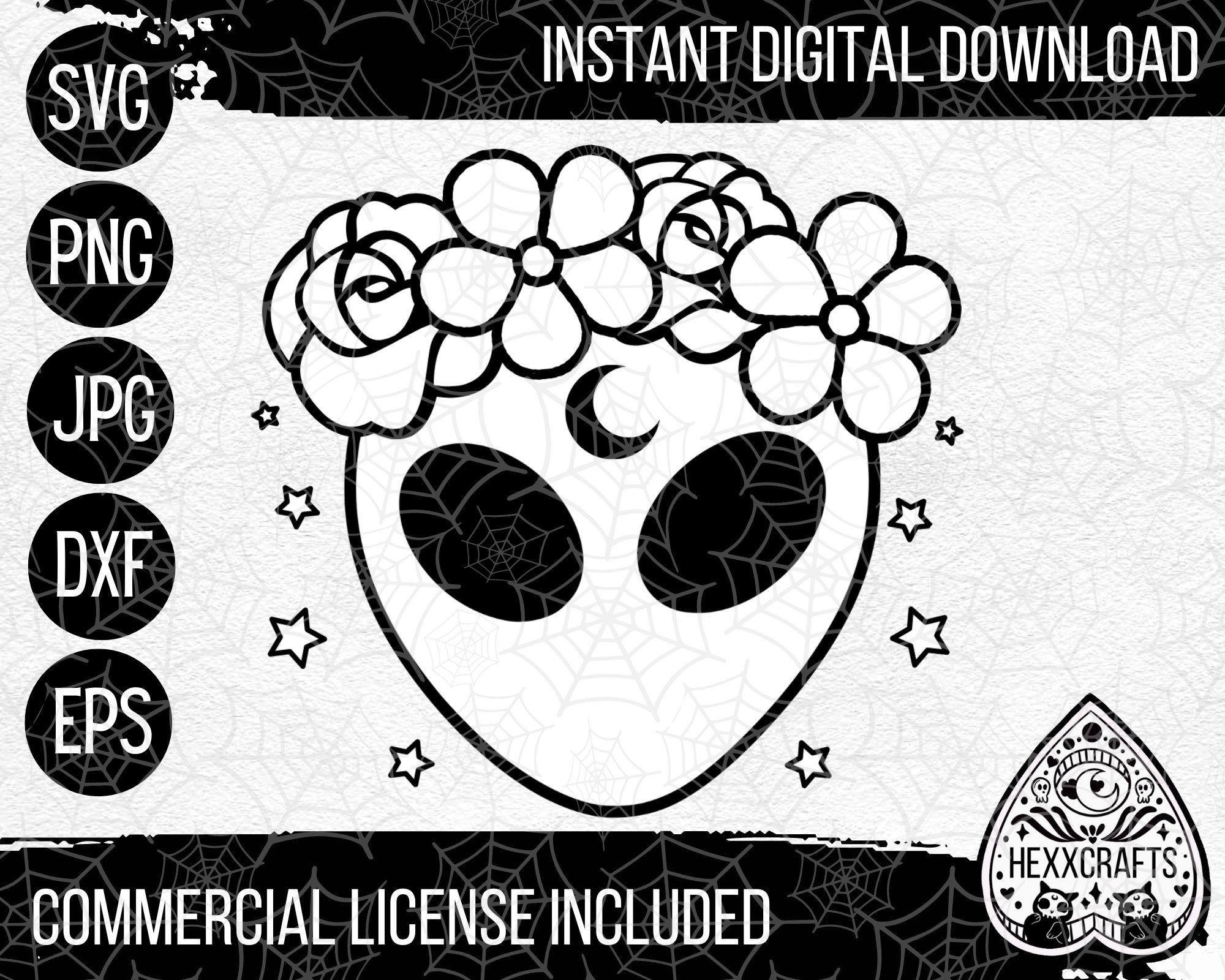 Alien Flower Crown SVG Alien SVG Celestial Svg Alien - Etsy UK