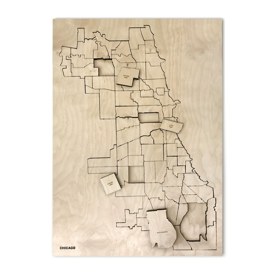 Puzzle Places - Wood Chicago Map Puzzle - Jigsaw Puzzle Chicago, IL - Etsy