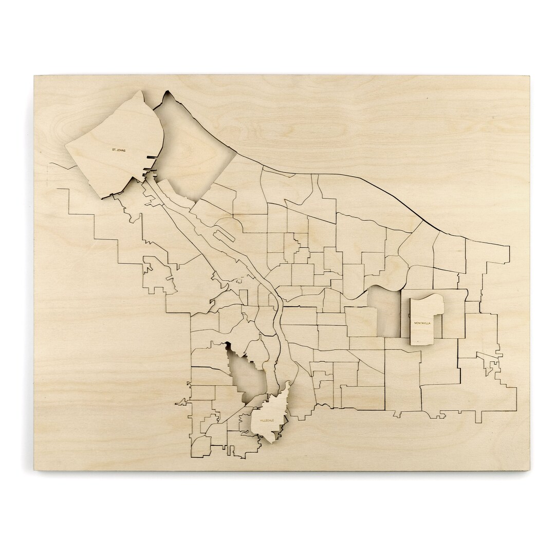 Puzzle Places - Wood Portland Map Puzzle - Jigsaw Puzzle Portland ...