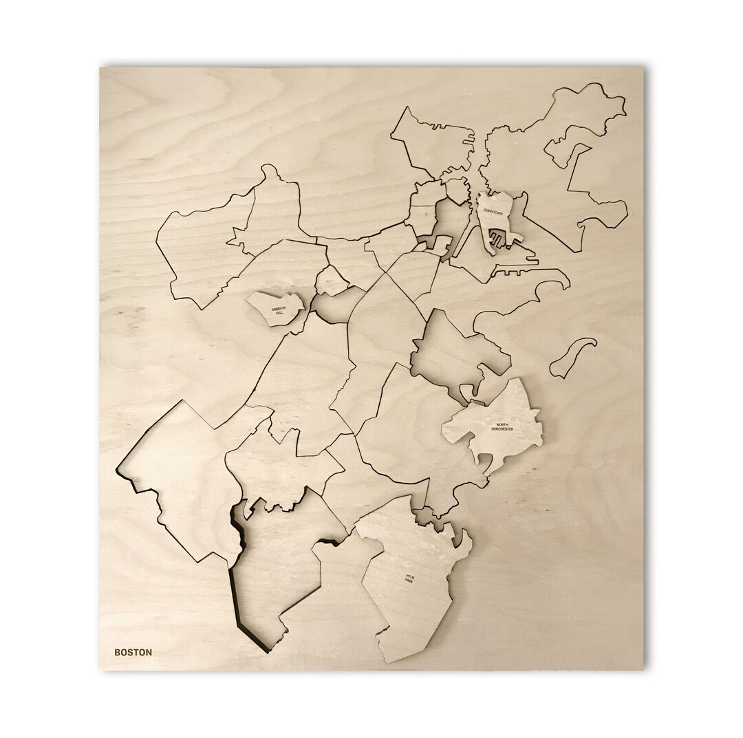Puzzle Places - Wood Boston Map Puzzle - Jigsaw Puzzle Boston ...