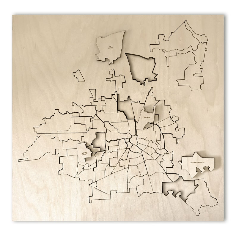 Puzzle Places - Wood Houston Map Puzzle - Jigsaw Puzzle Houston, Texas ...