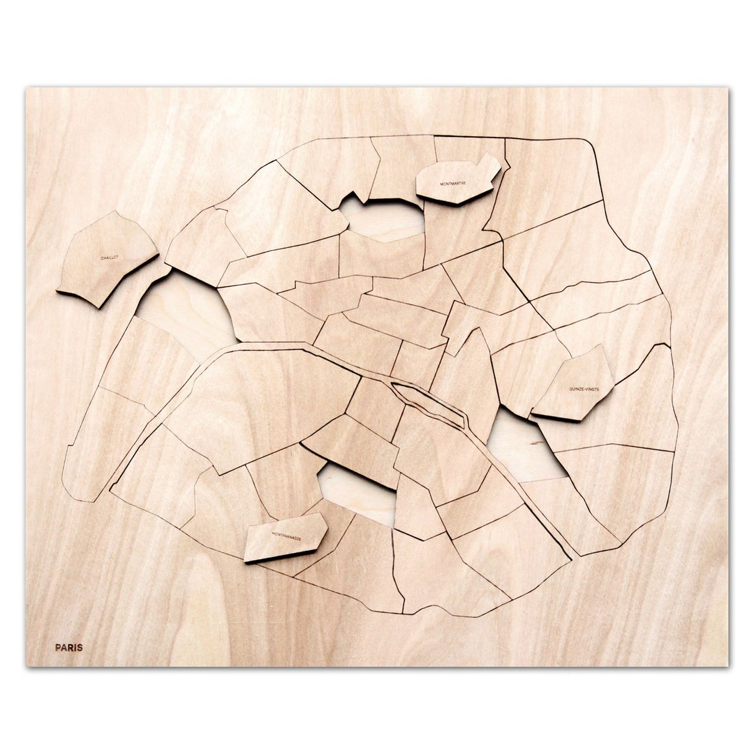 Puzzle Places - Wood Paris Map Puzzle - Jigsaw Puzzle Paris France - Etsy