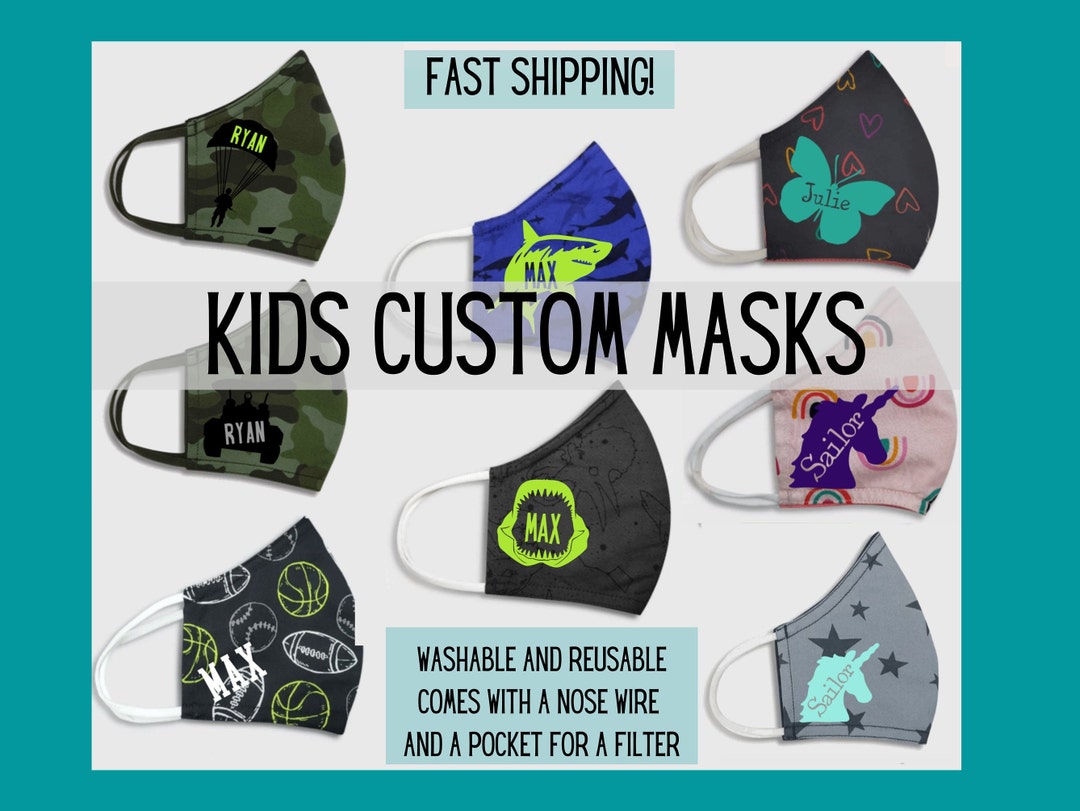 Kids Custom Face Masks, Two Kids Sizes Available, Kids Reusable and ...