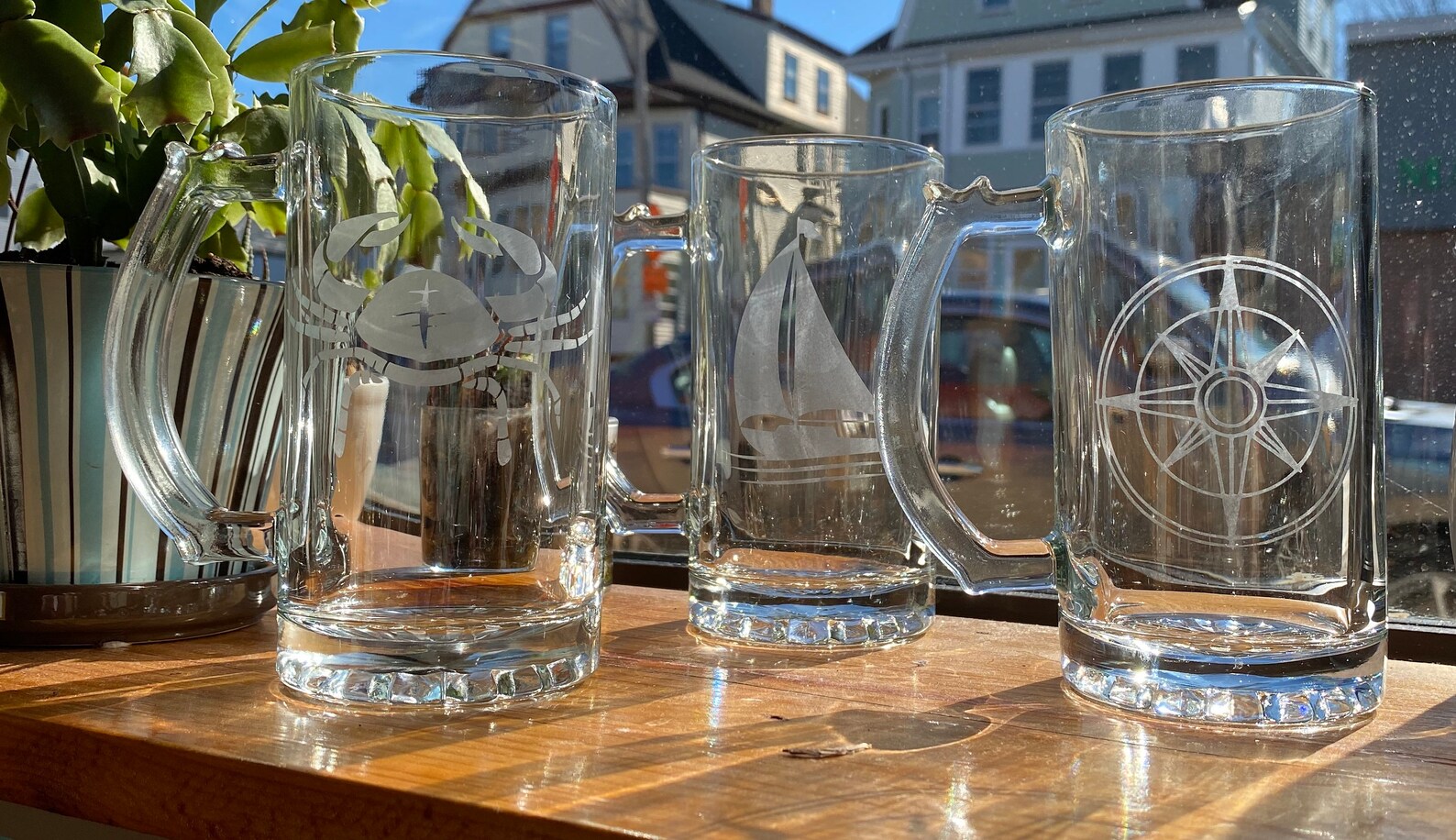 Nautical Beer Mugs, Etched Beer Mugs, Nautical Themed Glasses, 16oz ...