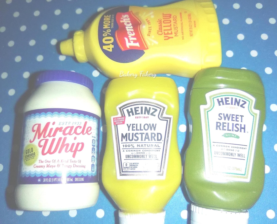 Miniature Mustard, Relish, Miracle Whip, Dollhouse Groceries, Mini ...