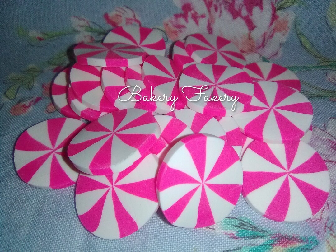 Pink Candyland Faux Peppermints Slime Charms Fake Candy Swirls, Pink ...