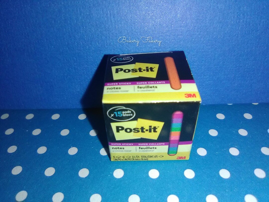 Mini Post It Notes Box, Dollhouse Miniature Office Supply Toy ...