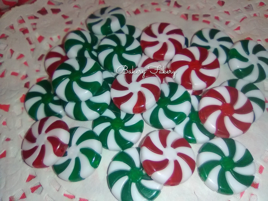 Peppermint Candy, Small Faux Red & Green Peppermint Candies, Candyland ...